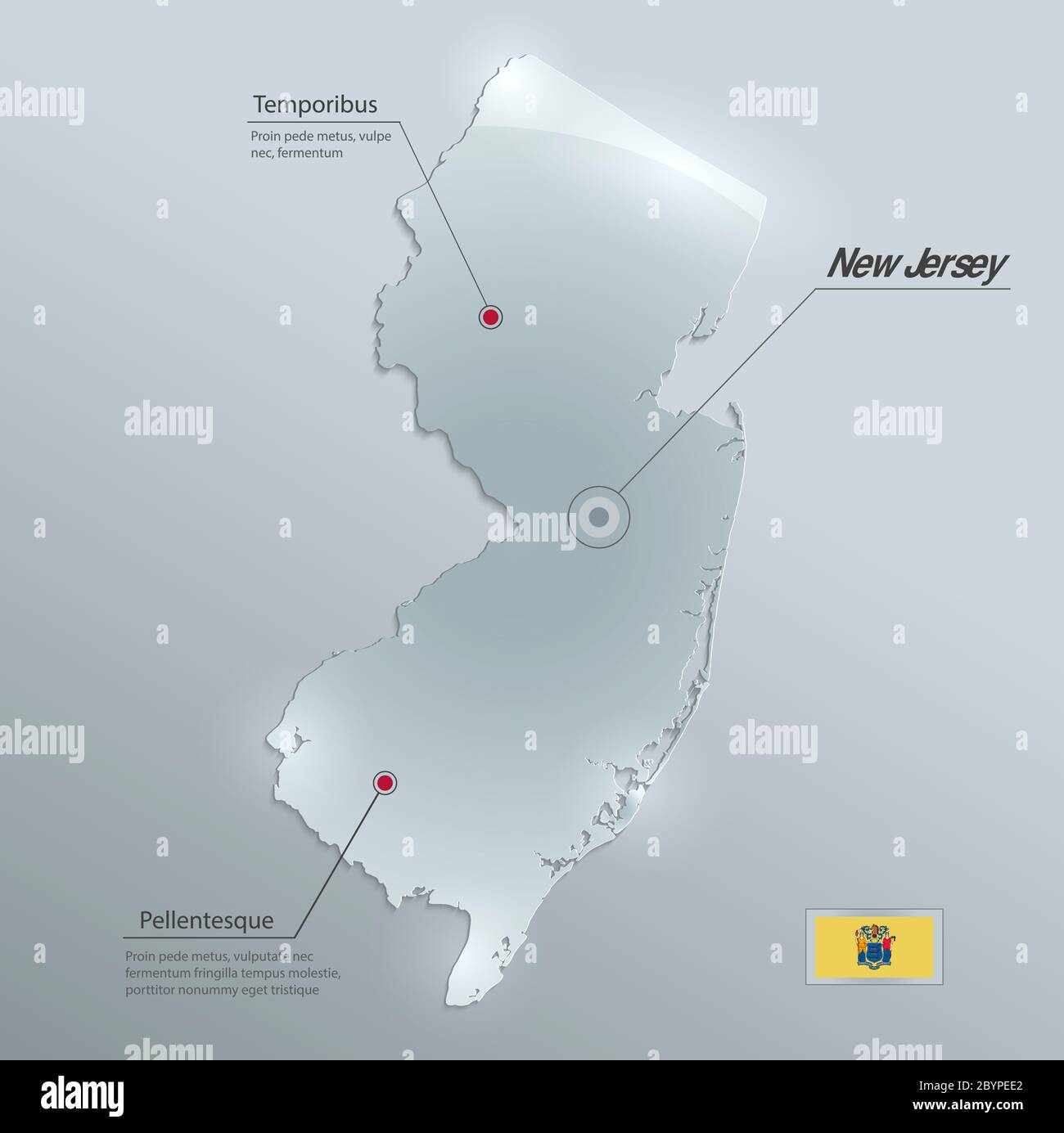 New Jersey map and flag, glass card paper 3D vector Stock Vector Image ...