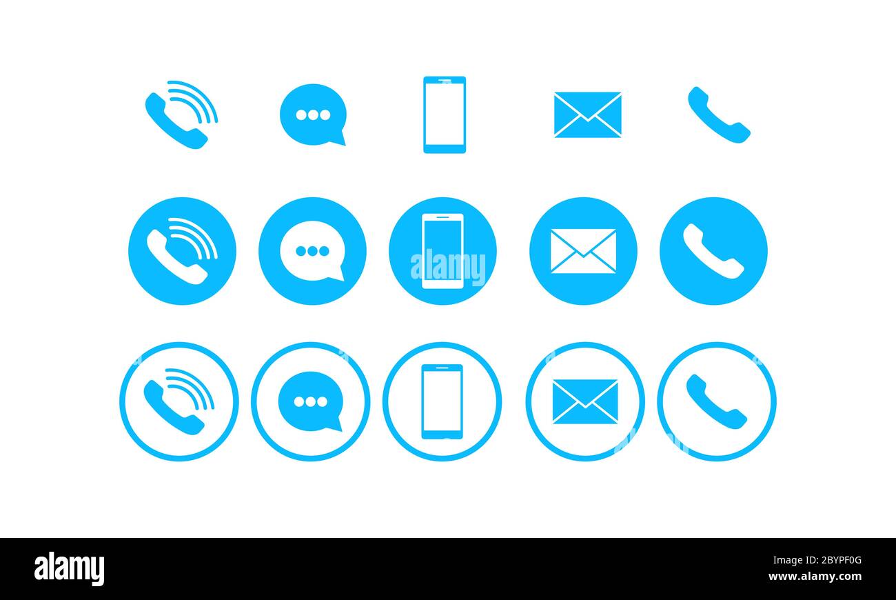 Set of communication icons set modern button. Phone, mobile phone, mail ...