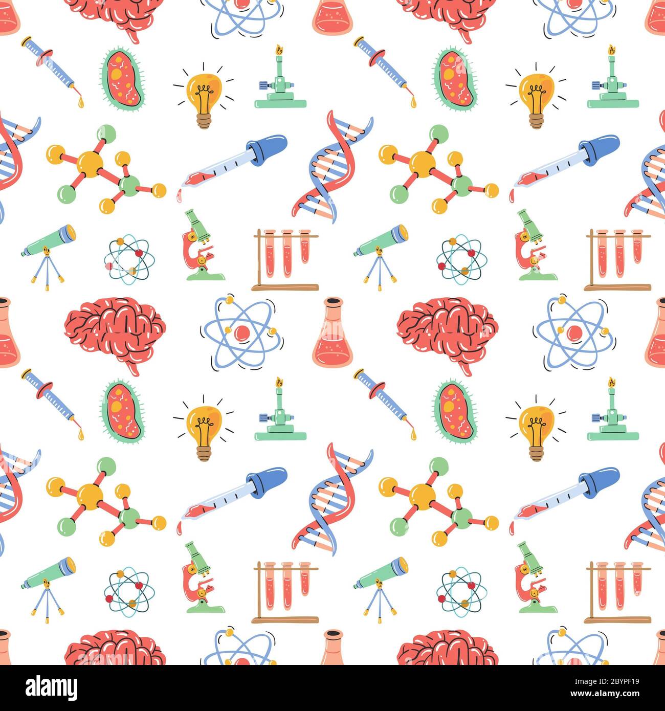 School science illustration seamless pattern Stock Photo - Alamy
