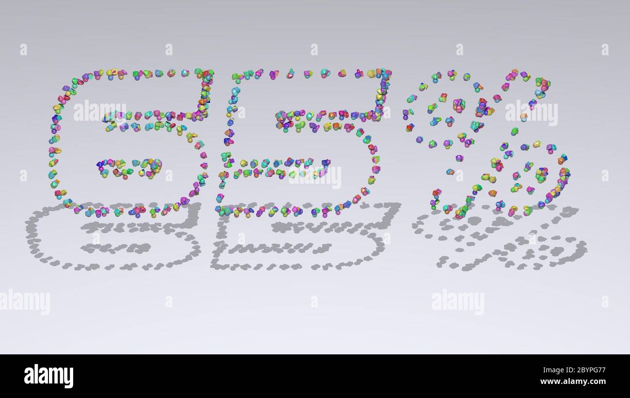 3D illustration of the text made of small objects over a white ...