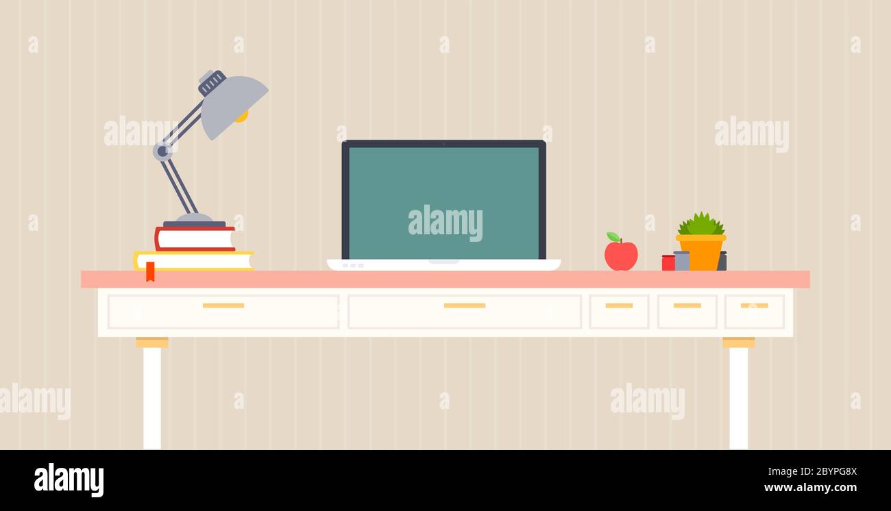 Home office study interior Stock Vector Images - Alamy