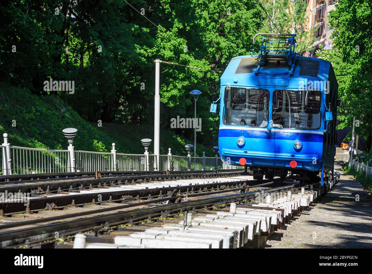 Funicular trains moving on the hill Stock Photo - Alamy