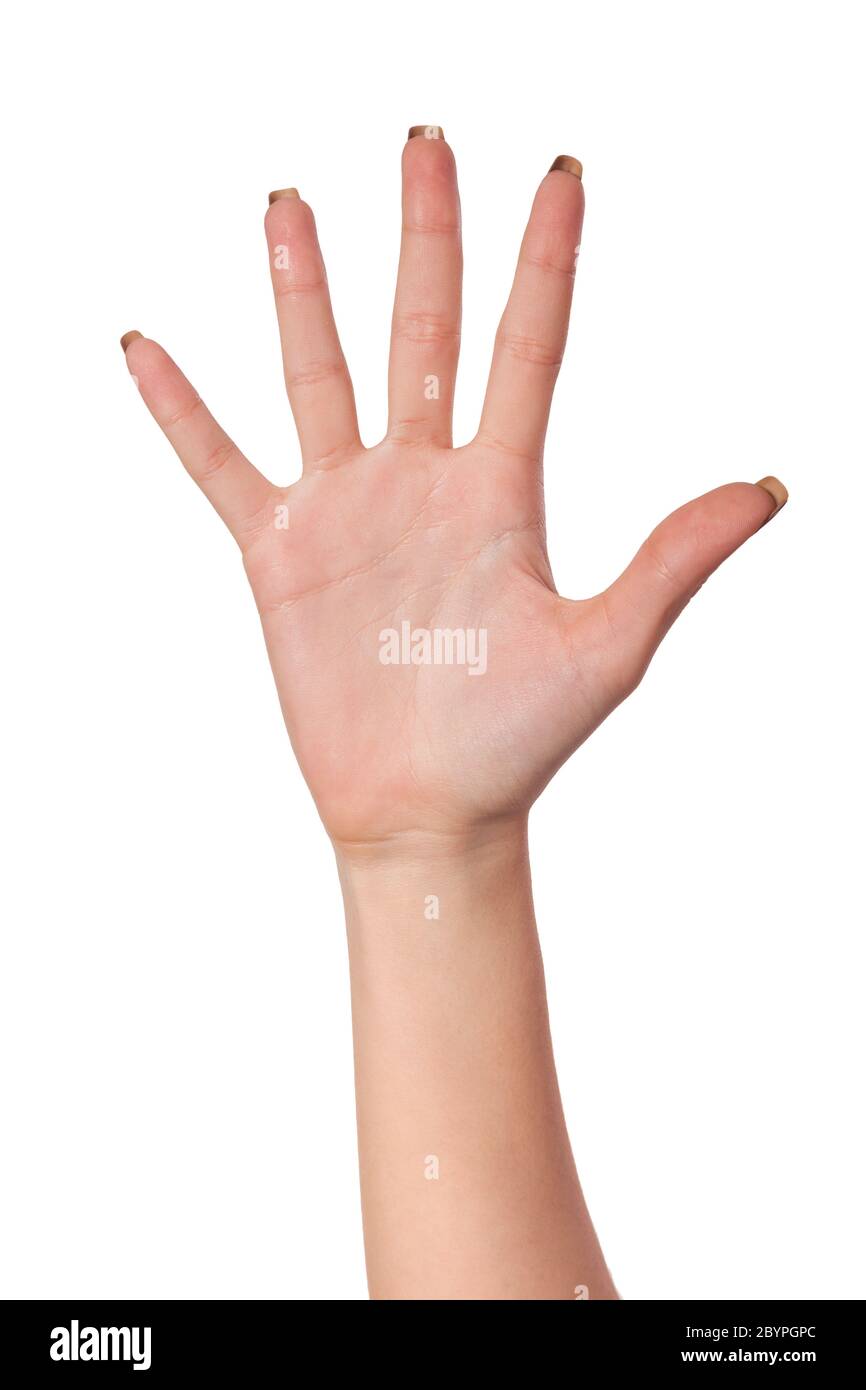 Hand gesture number five closeup isolated on white Stock Photo - Alamy