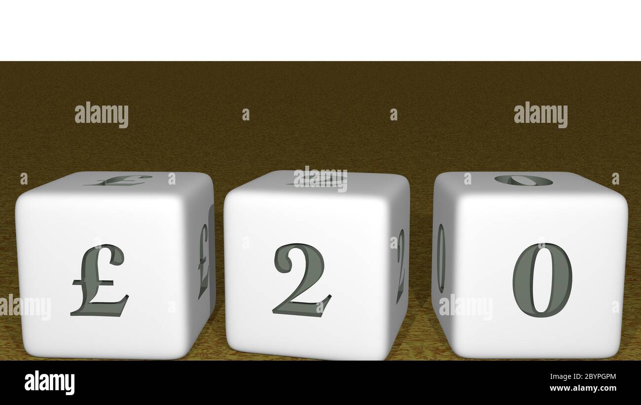 alphabetic £ arranged by cubic letters on a mirror floor, concept ...