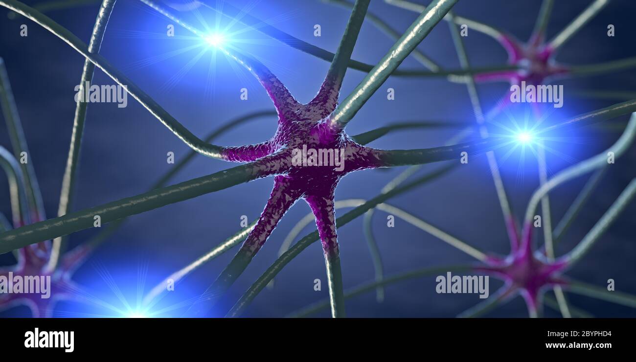 3d illustration of transmitting synapse,neuron or nerve cell Stock ...