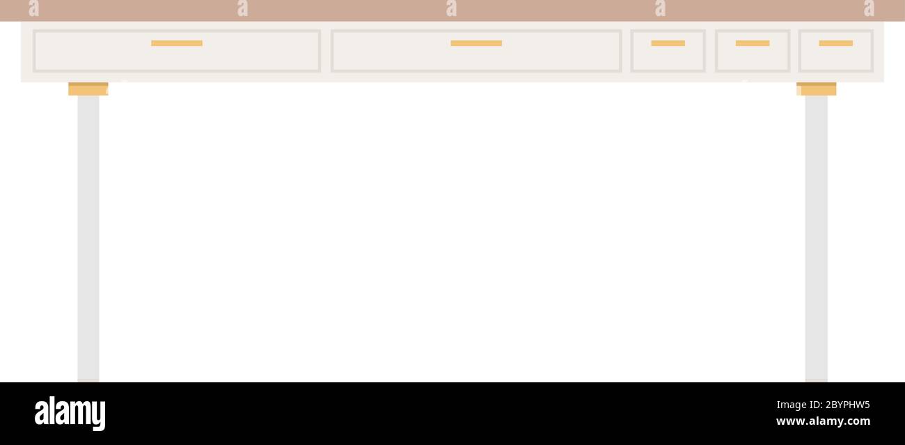 White writing desk on legs vector flat isolated Stock Vector Image ...