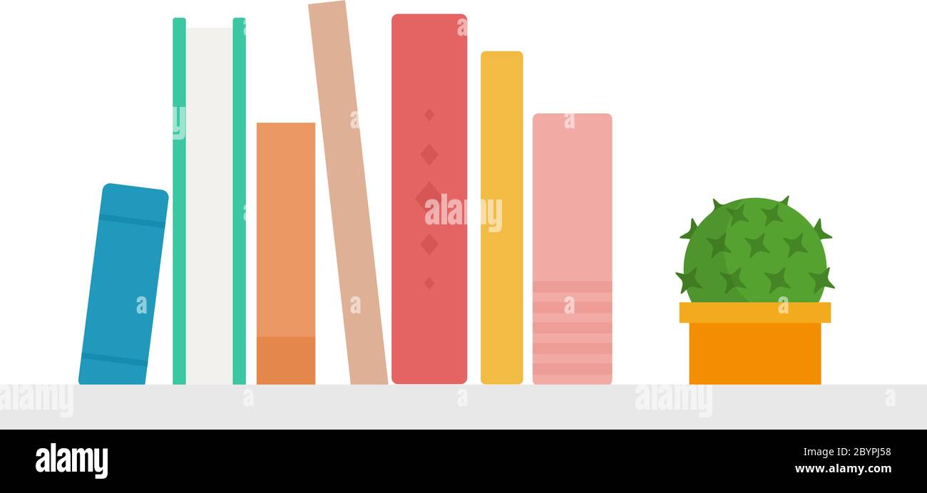 Books standing on a shelf vector flat isolated Stock Vector Image & Art ...