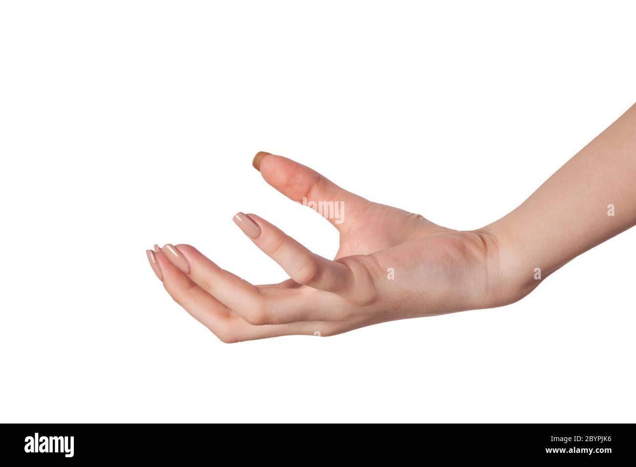 Female hand reaching for something on white Stock Photo - Alamy