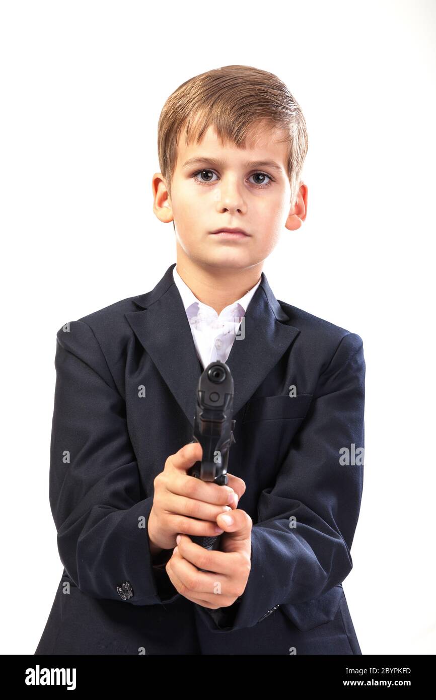 Boy with a weapon Stock Photo - Alamy