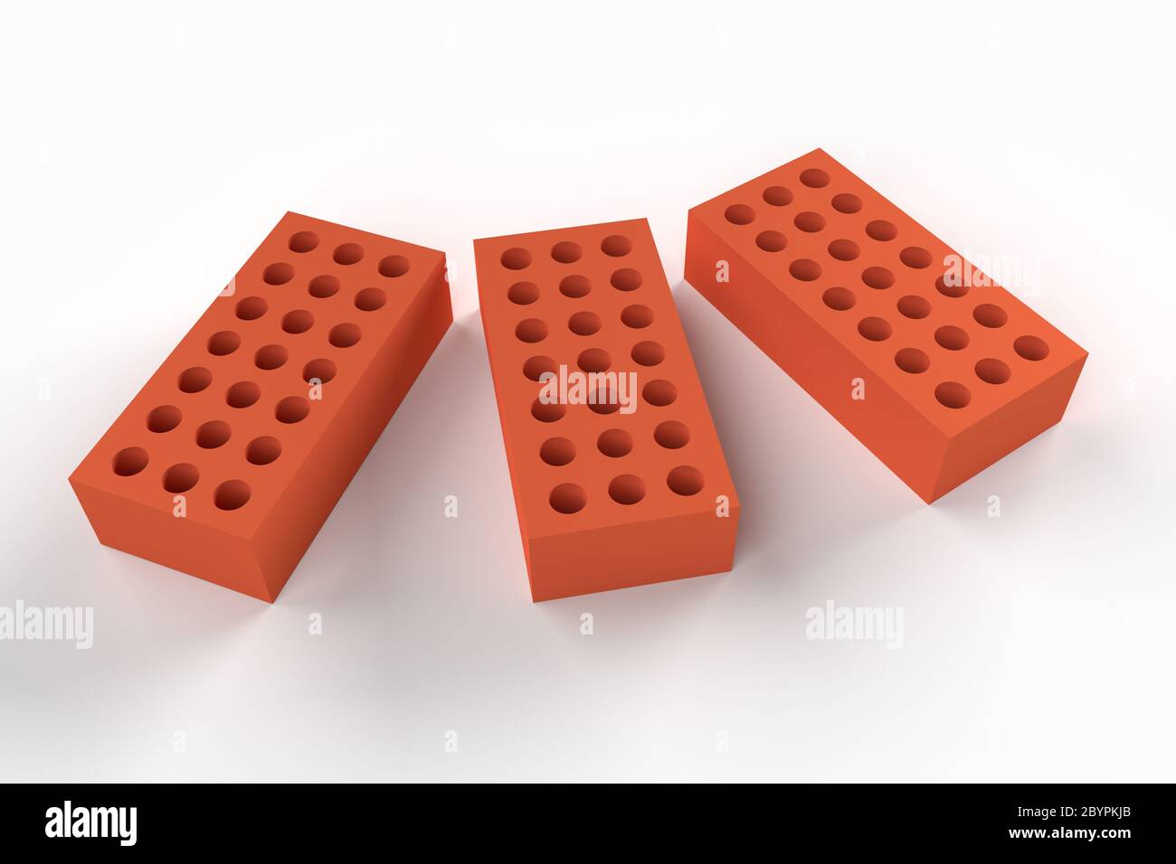 Three bricks isolated on white background. Construction concept. 3d ...