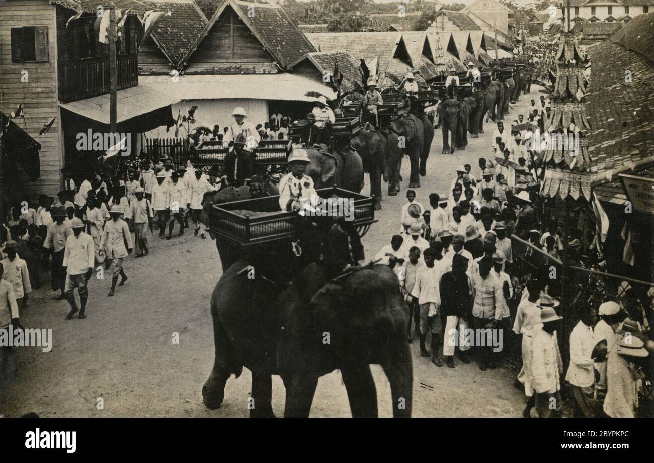 1927 siam king rama vii prajadhipok visited chiang mai thailand hi-res ...