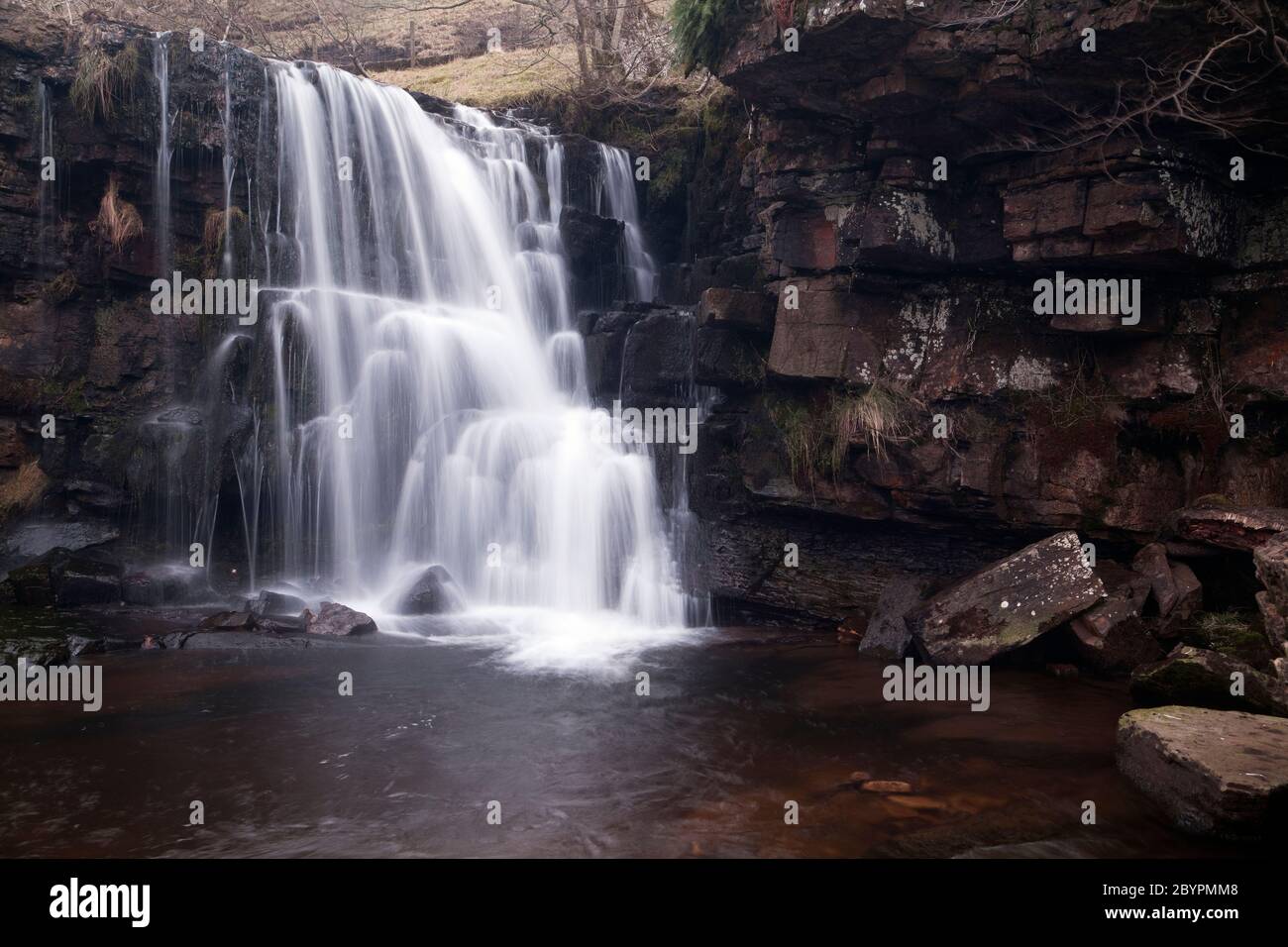 The upper falls of East Gill Force near Keld, in the Yorkshire Dales ...