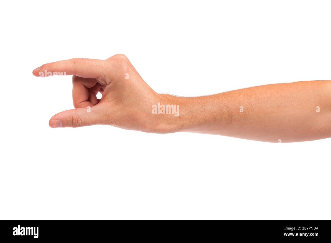 Male hand reaching for something on white Stock Photo - Alamy