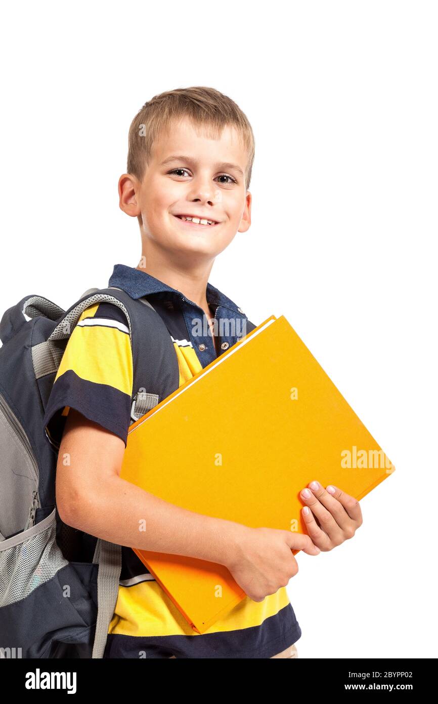 Boy holding books Stock Photo - Alamy