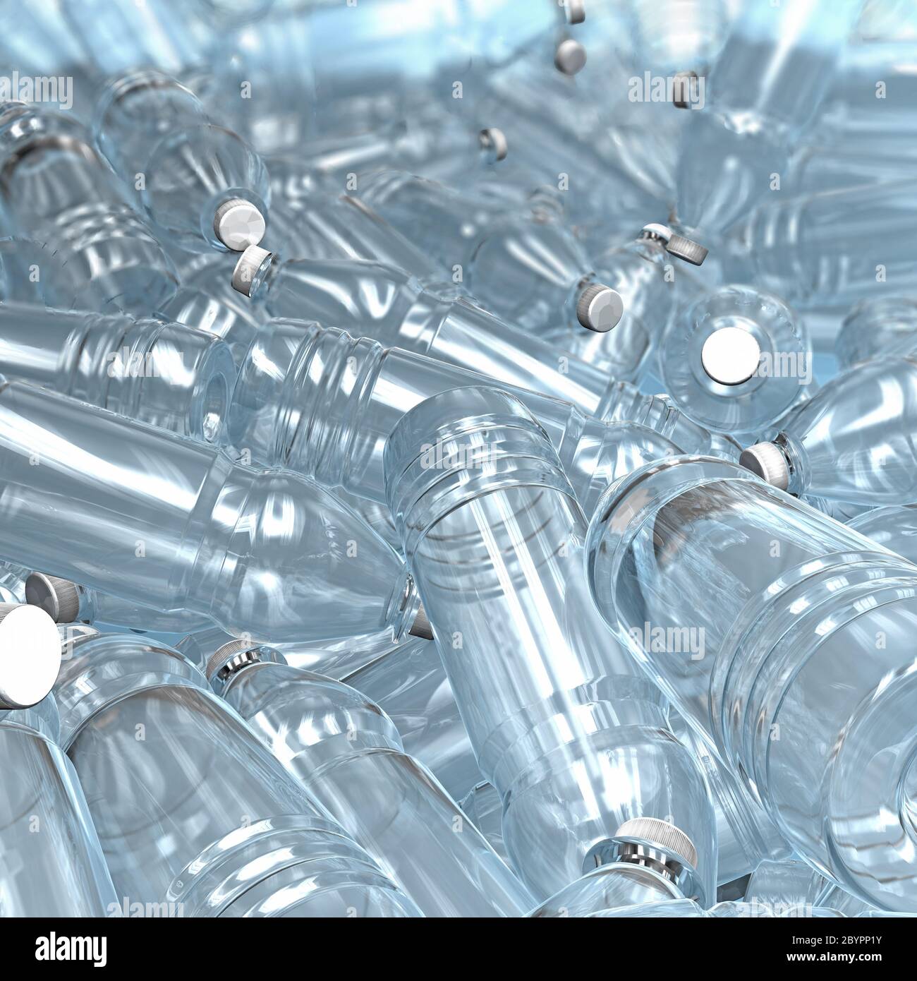 3d illustration of hundreds of plastic drinking bottles wildly mixed up ...