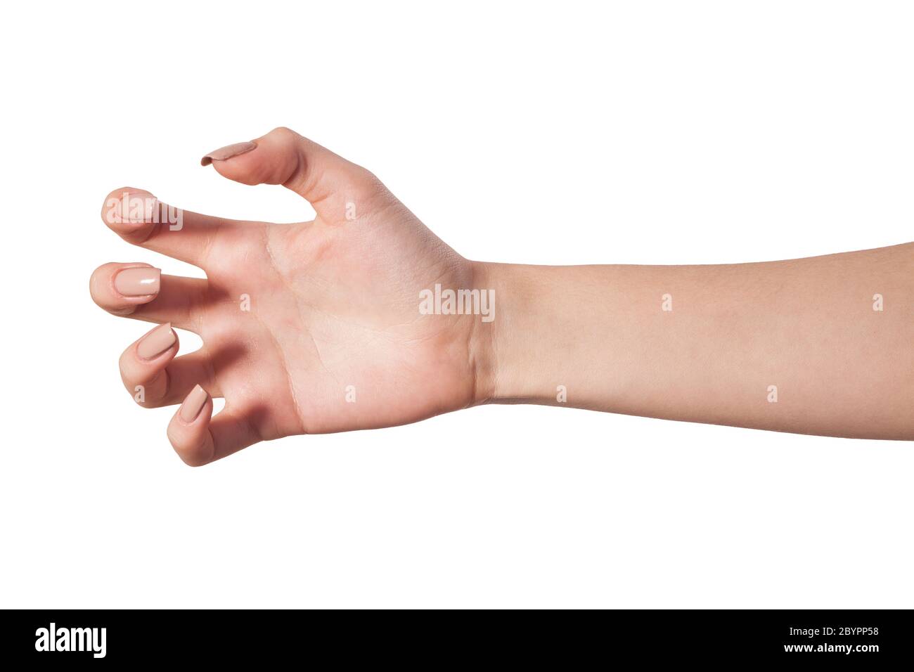 Female hand reaching for something on white Stock Photo - Alamy