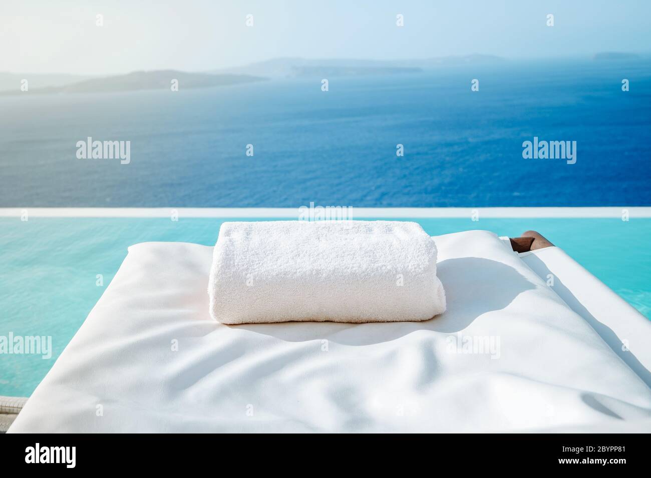infinity pool Santorini Greece looking out over the caldera of the ...