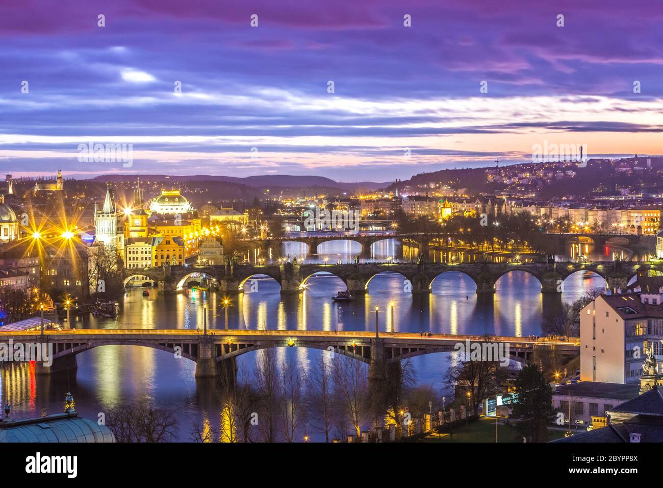 Beautiful panoramic view prague bridges hi-res stock photography and ...