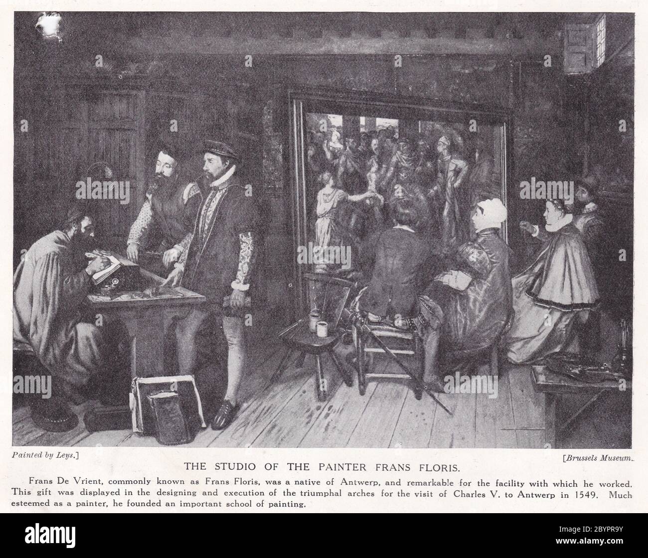 The studio of the painter Frans Floris - painting by Leys Stock Photo ...