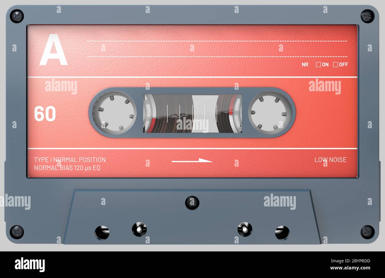3d illustration of a black audio cassette with sticker and label Stock ...