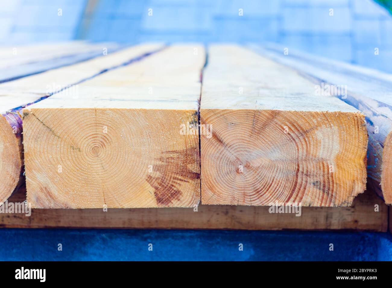 wooden beams or beam for new house construction Stock Photo - Alamy