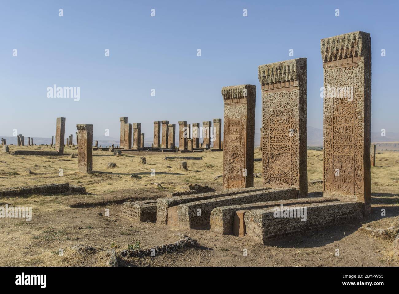 Tombstones of seljuks in Ahlat turkey Stock Photo - Alamy