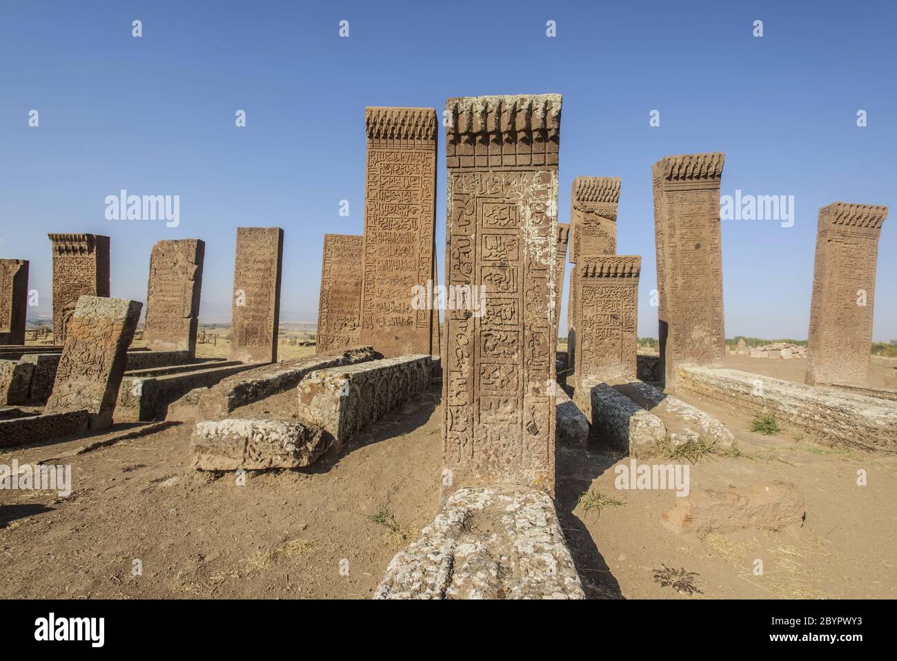 Tombstones of seljuks in Ahlat turkey Stock Photo - Alamy
