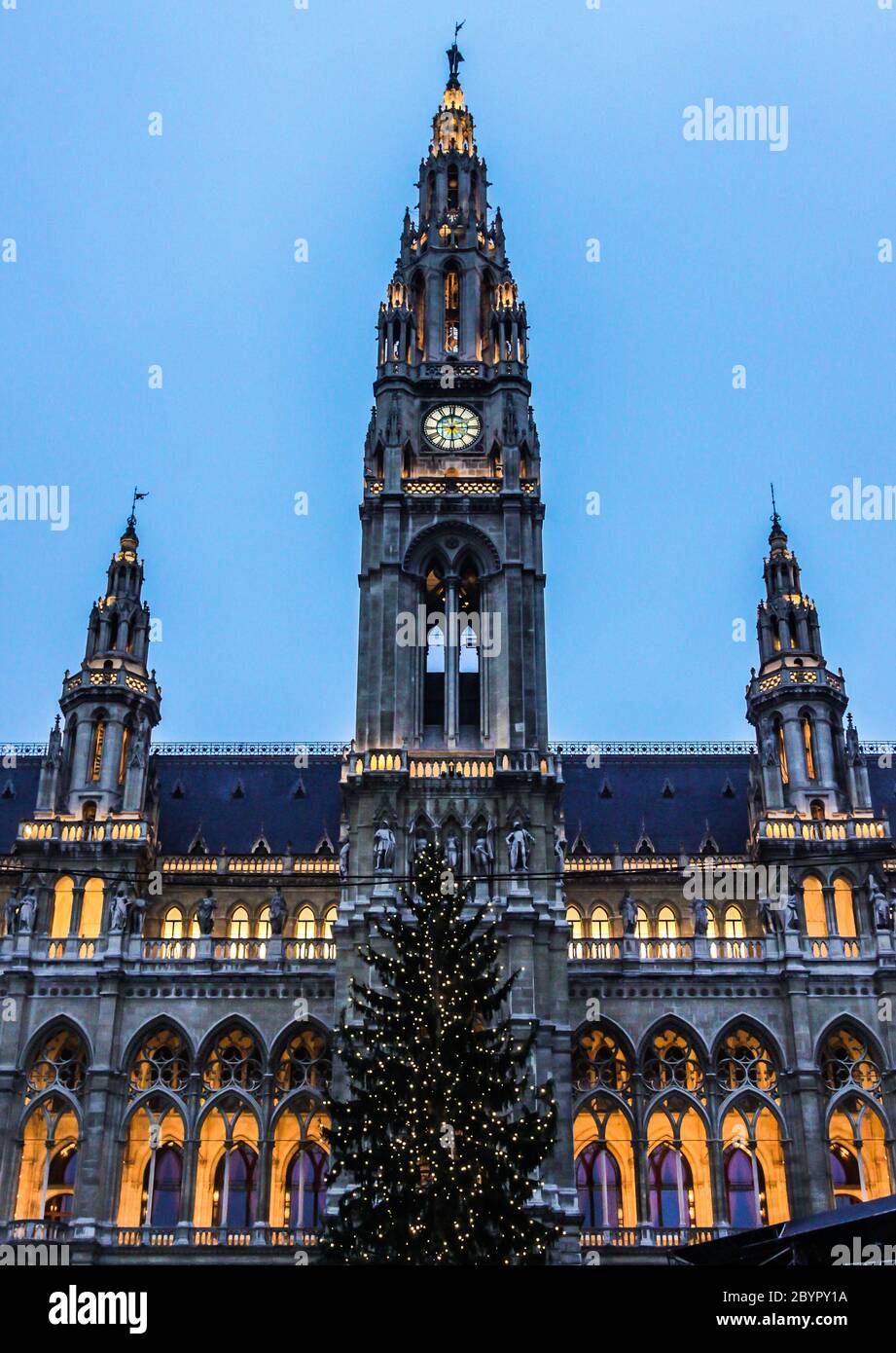 Close up Tall gothic building of Vienna city hall, Austria Stock Photo ...