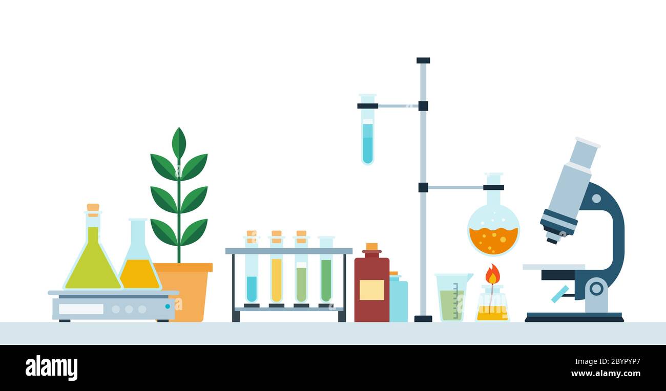 Chemical laboratory of science flat style vector illustration Stock ...