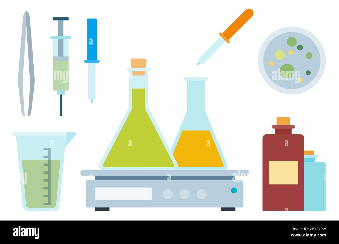 Collection vector icons laboratory equipment in flat style Stock Vector ...