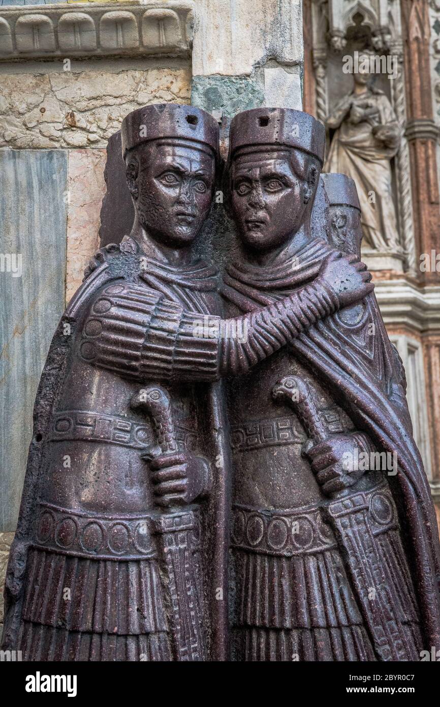 The Portrait of the Four Tetrarchs sculpture of four Roman emperors on ...