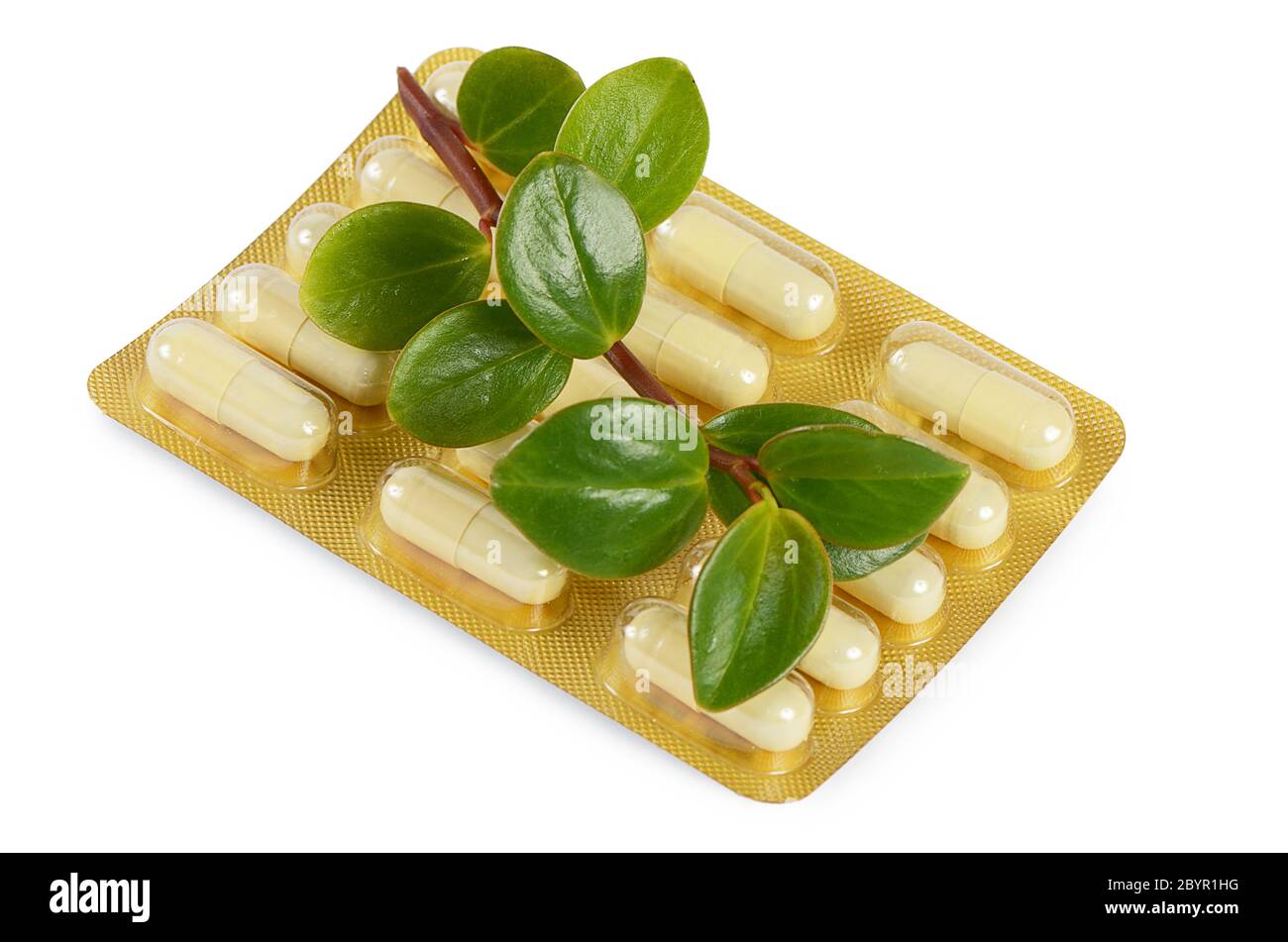 Tablets with a plant close up Stock Photo - Alamy