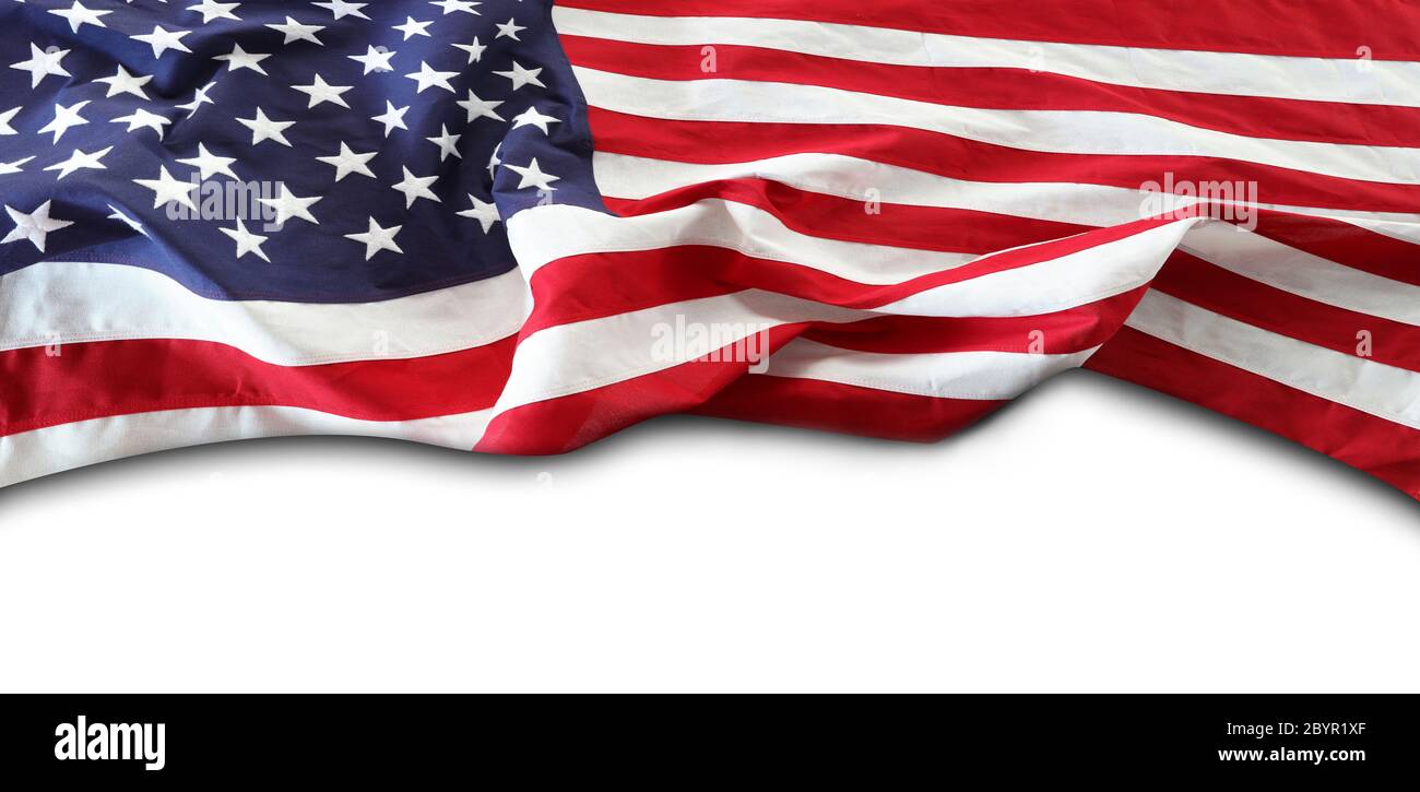 Closeup of American flag on white background Stock Photo - Alamy