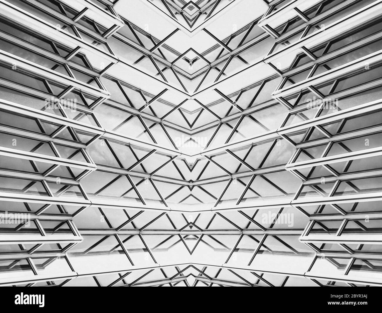 Green skyscrapers on background Black and White Stock Photos & Images ...