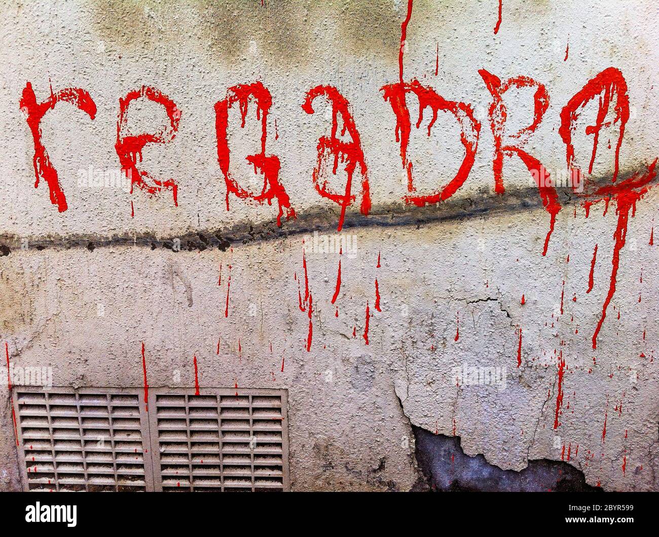 Red paint graffiti, Lyon, France Stock Photo - Alamy