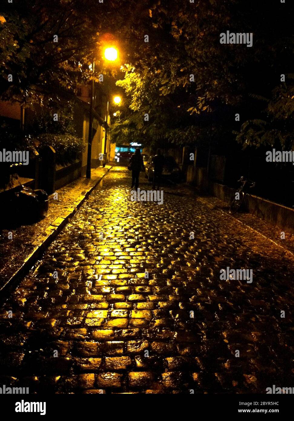 Small cobbled passage in a golden light, Paris, France Stock Photo - Alamy
