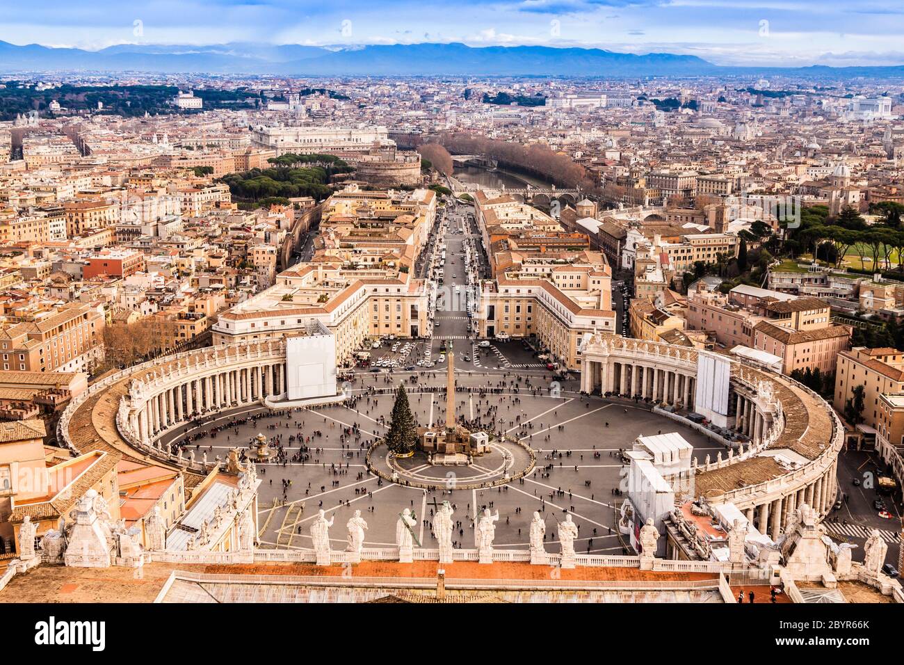 Rome, Italy. Famous Saint Peter's Square in Vatican and aerial view of ...