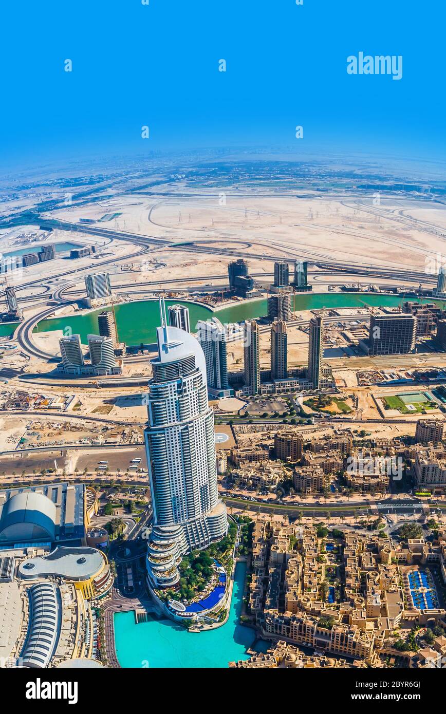 Dubai downtown. East, United Arab Emirates architecture. Aerial view ...