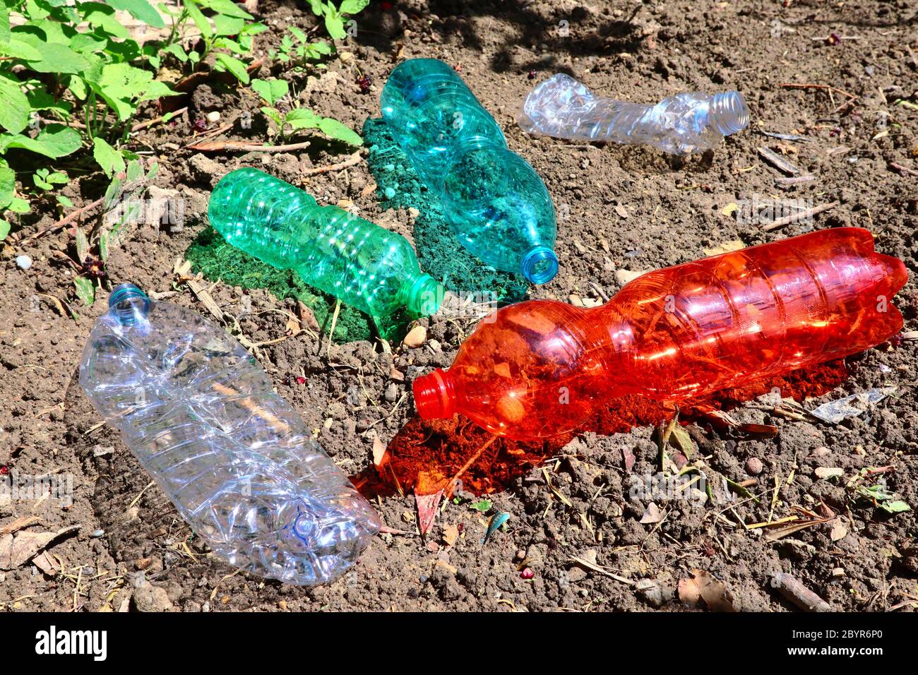 Plastic Bottles in the Park. Concept of littering of environment ...