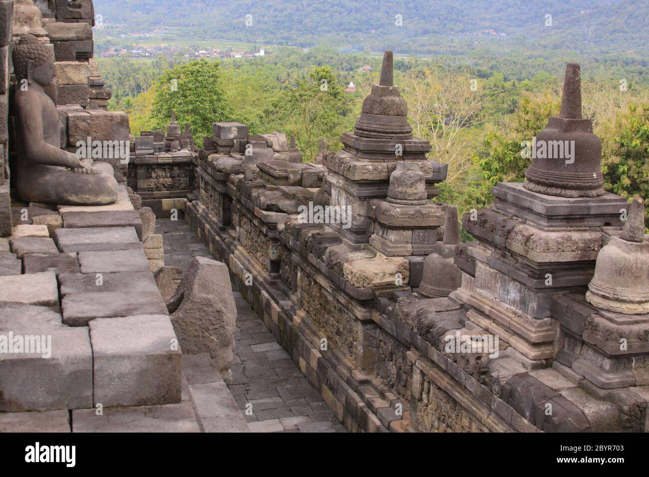 Borobudur temple level detail in Java Indonesia. Candi Borobudur is the ...