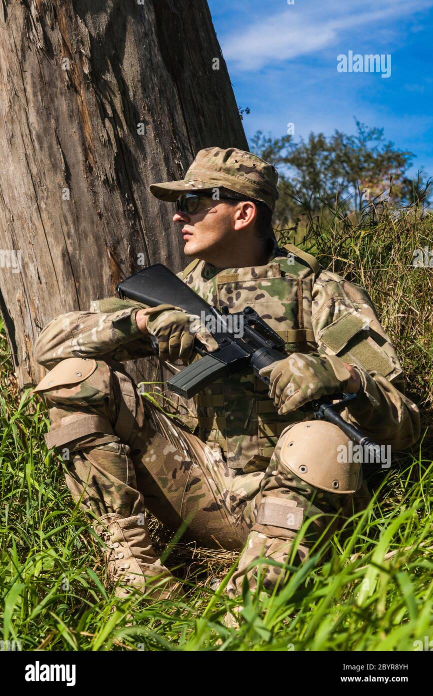 Soldier with a rifle Stock Photo - Alamy