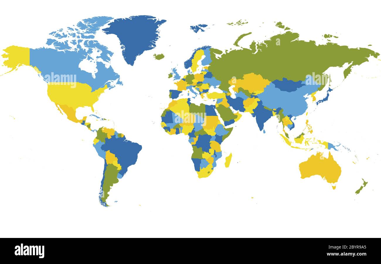 World map. High detailed political map of World with country, ocean and ...