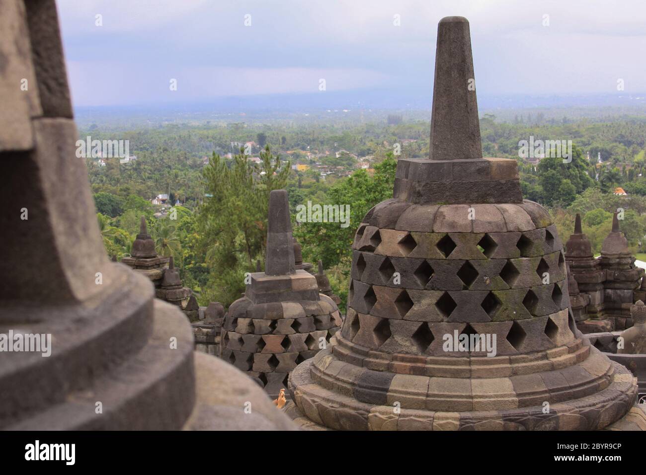 Borobudur temple and surrounding area in Java Indonesia. Candi ...