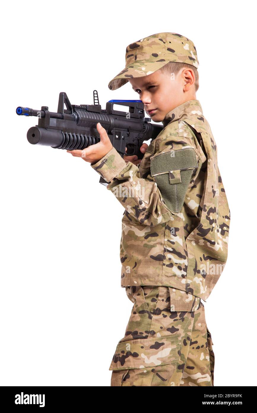 Young soldier with rifle Stock Photo - Alamy
