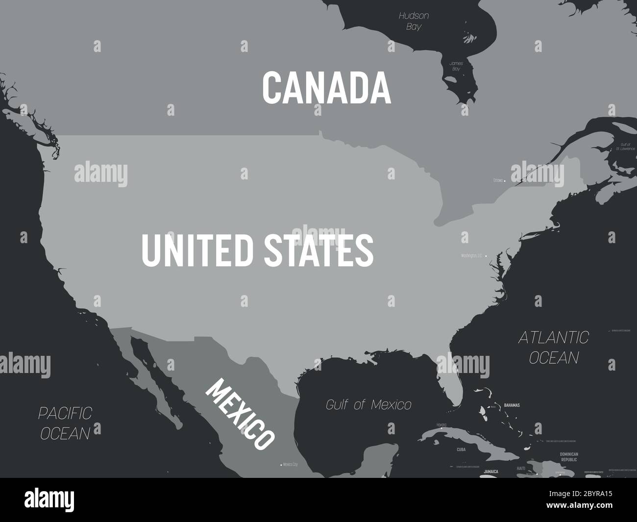 USA map - grey colored on dark background. High detailed political map ...