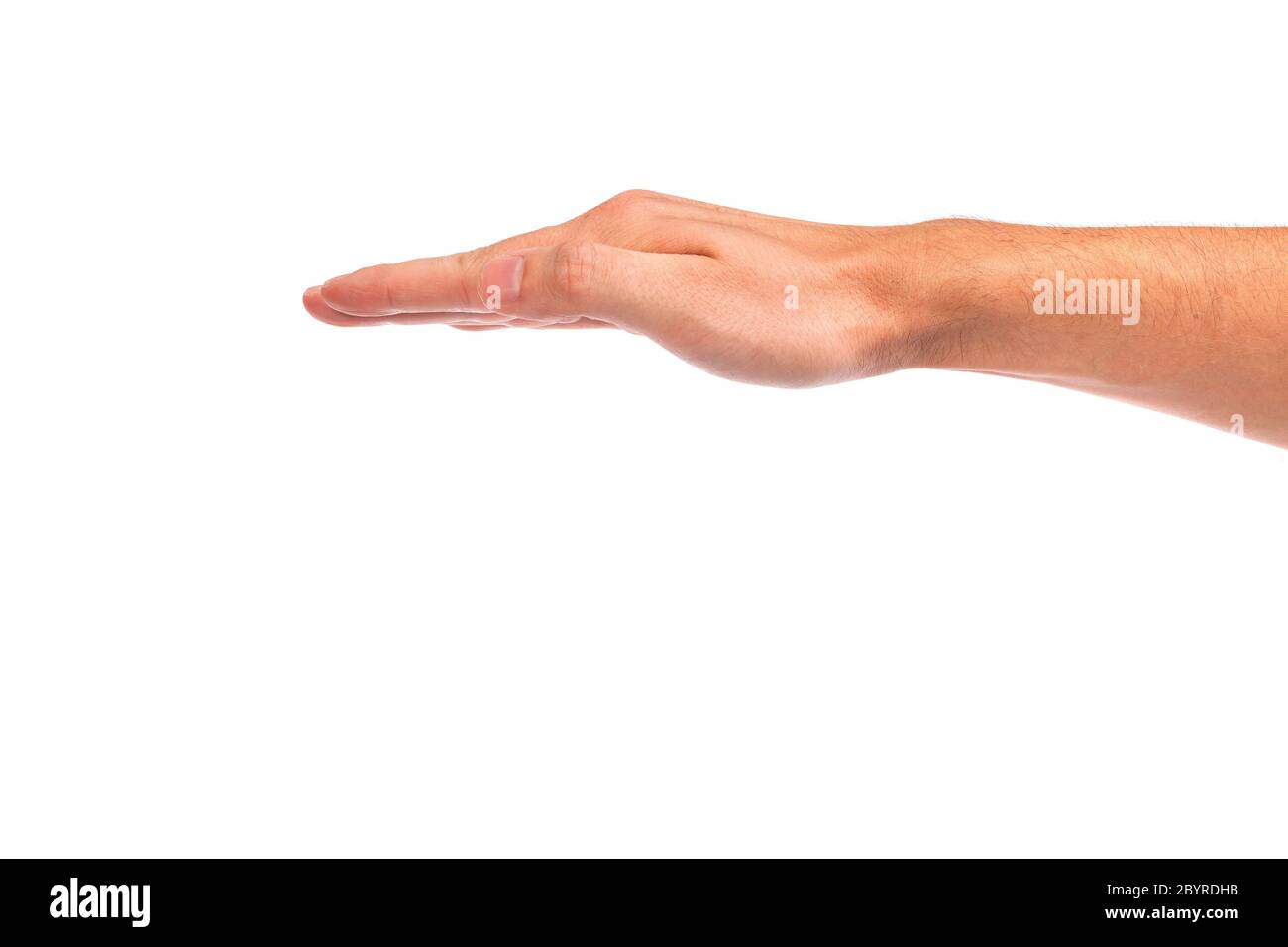 Open palm hand gesture of male hand Stock Photo - Alamy
