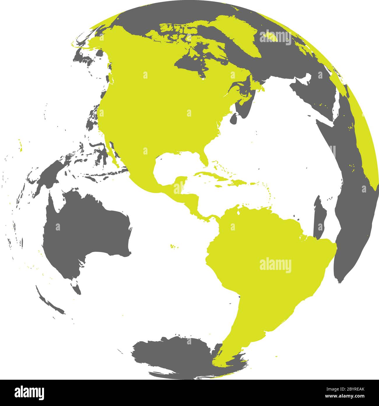 Earth globe with green world map. Focused on Americas. Flat vector ...