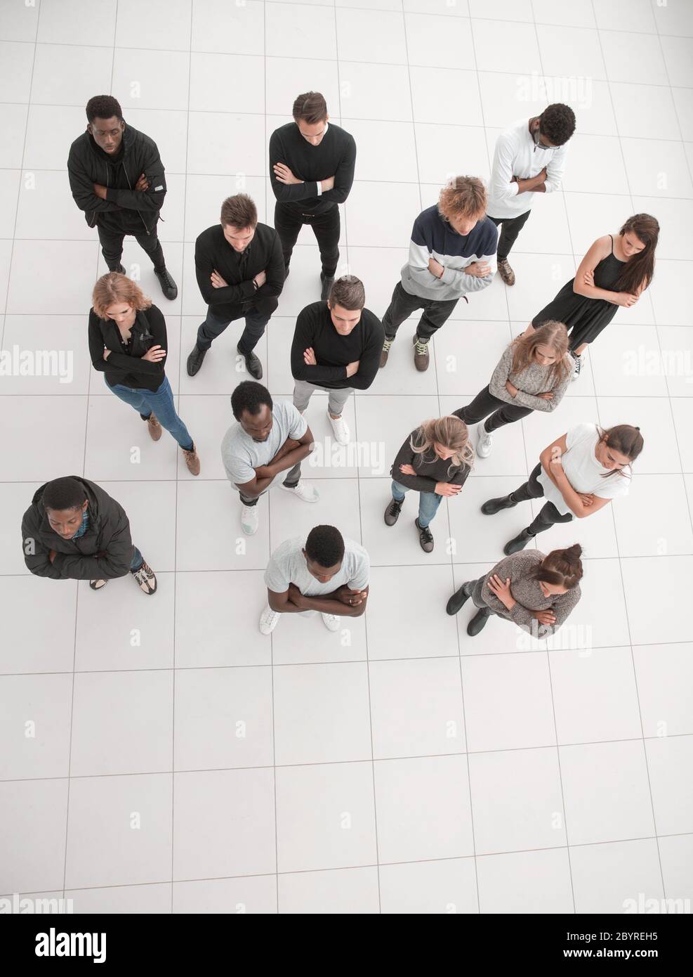group of young successful businessmen top view Stock Photo - Alamy