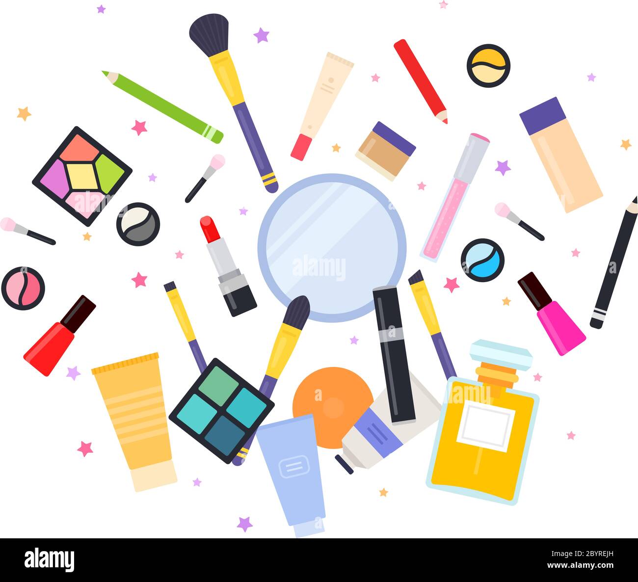 Makeup tools are scattered on white vector flat isolated Stock Vector ...