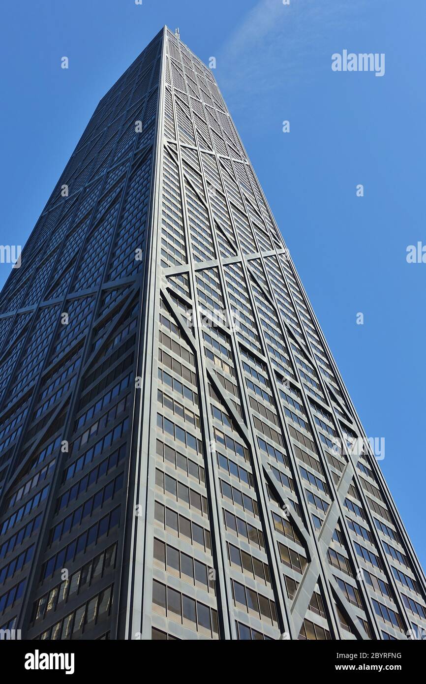 CHICAGO, IL -31 MAY 2020- View of the landmark John Hancock Center from ...